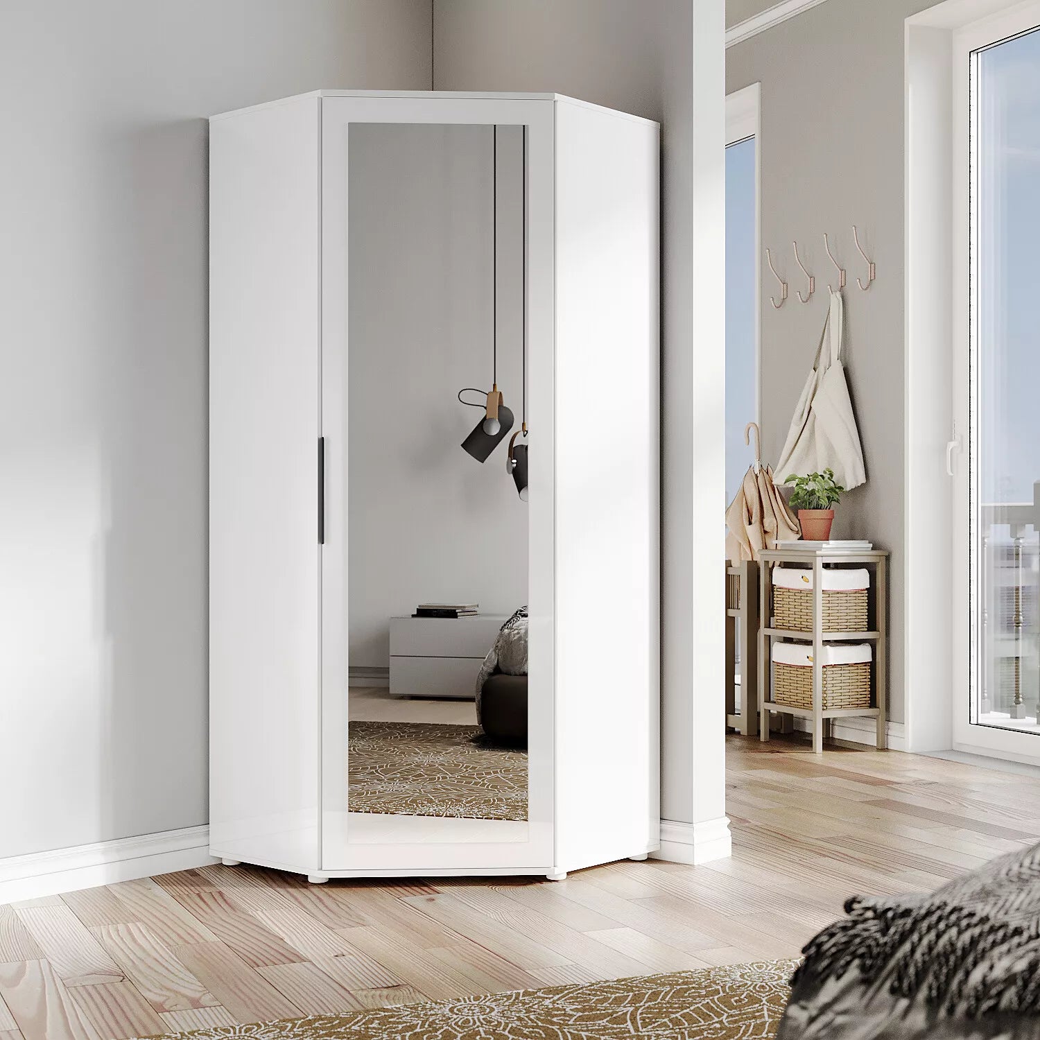 Leah Bedroom Corner Mirrored Wardrobe Canva Home
